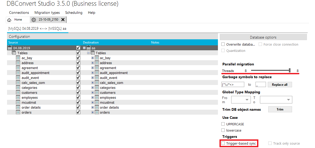 One-way synchronization without triggers with the ability to use ...